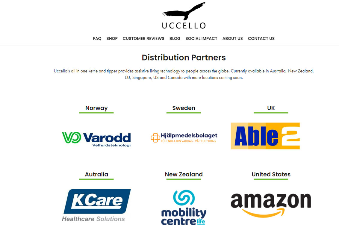 Uccello Designs Distributions Partners Around the World